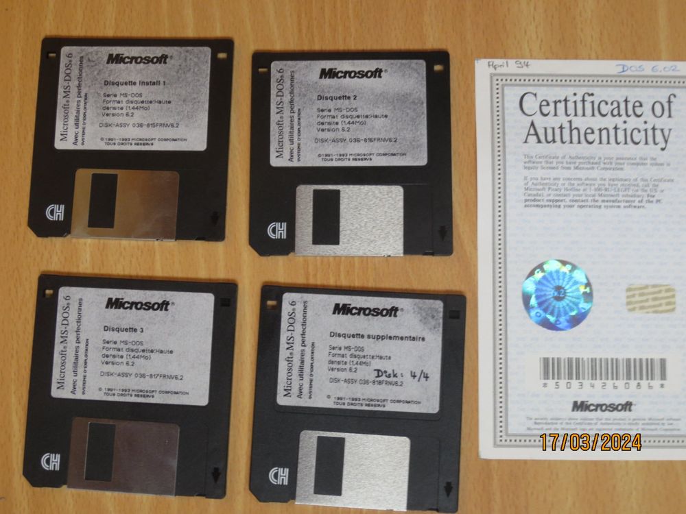 Microsoft DOS 6.0 auf Orig. Disketten (Gebraucht) in Froideville für ...