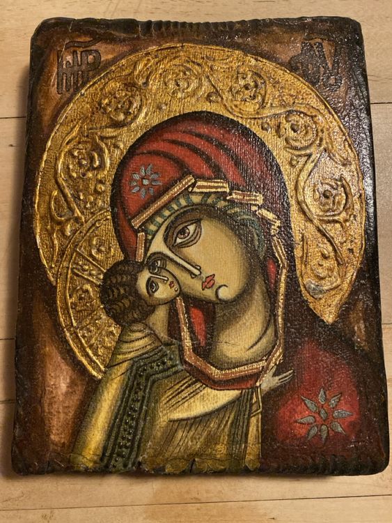 Ikone, Votivbild, handbemalt, Madonna und Jesus | Kaufen auf Ricardo