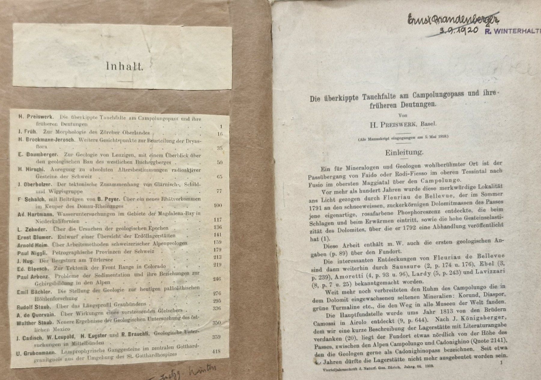 Albert Heim: Festschrift zu seinem 70. Geburtstag (1919) (Gebraucht) in ...