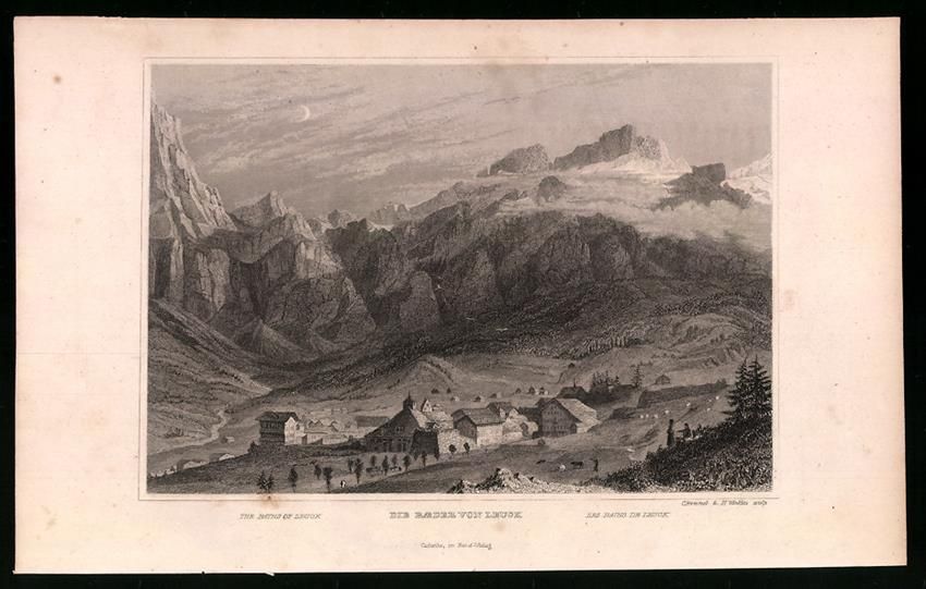 Stahlstich Leuck, Ortsansicht mit Bäder | Kaufen auf Ricardo