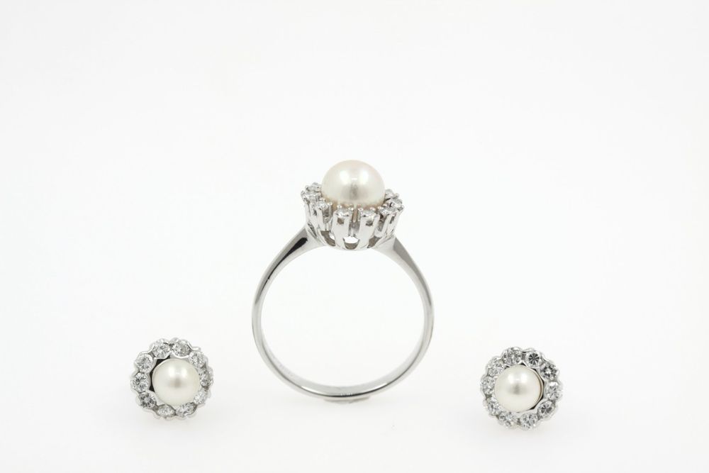 Ohrstecker Mit Perlen Diamanten Ca 0 22ct 14k Gold