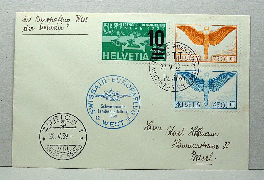 Flugpost Brief Pro Aero F10-F11-F20 / Zürich 28.V.1939 | Kaufen auf Ricardo
