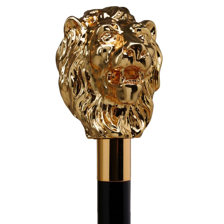 Bastone passeggio impugnatura testa di leone placato oro 24K (Neu und ...