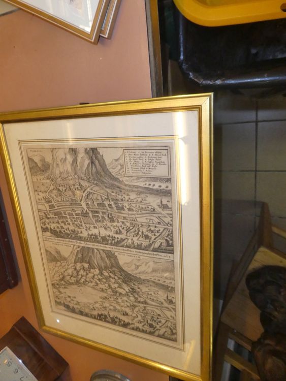 Antiker Kupferstich Schweizer Stadtansicht gerahmt | Kaufen auf Ricardo
