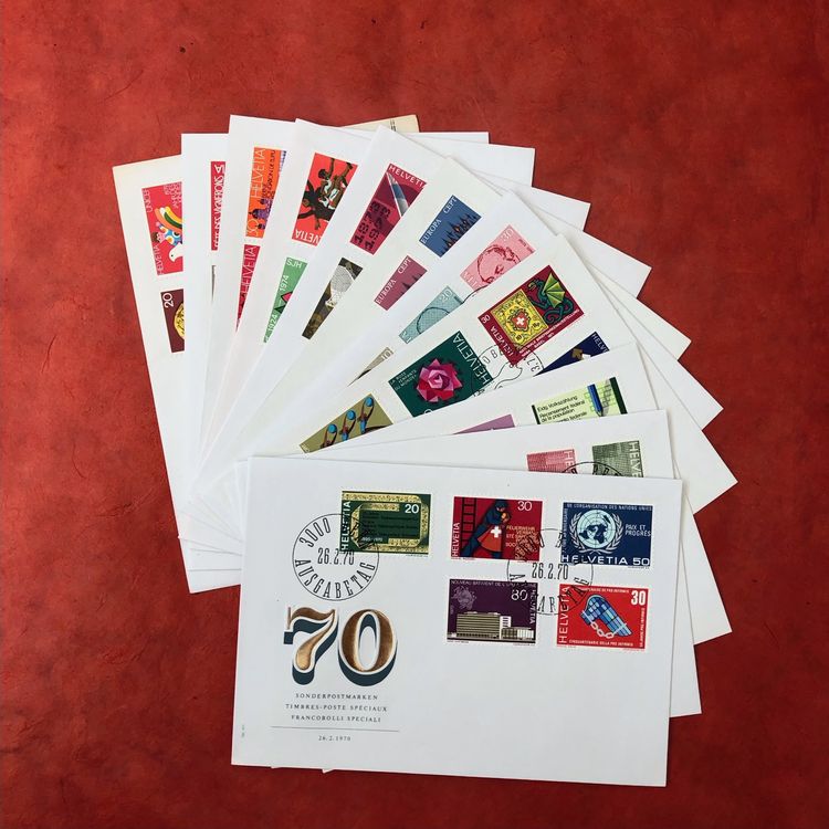 FDC Schweiz 1970 1971 1972 1973 1974 - 11 FDC (Gebraucht) in S. Pietro für CHF 2.5 – mit ...