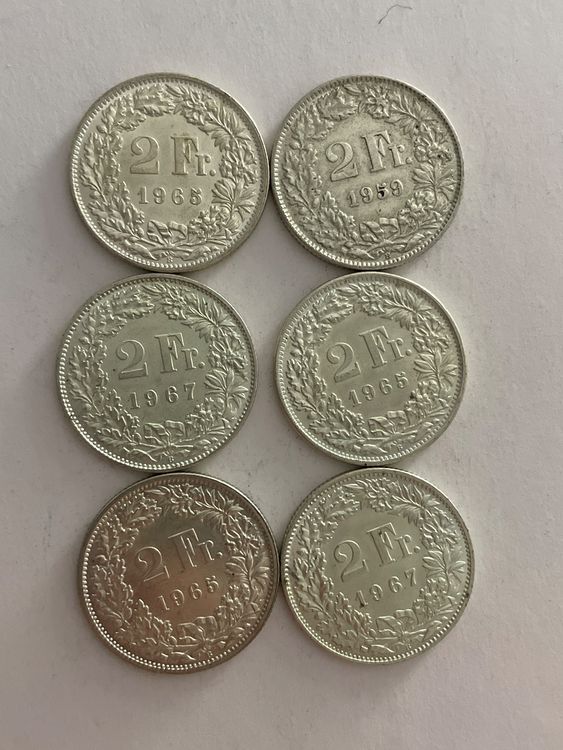 6stk. 2.- silber 1967 (46) (Gebraucht) in Bonstetten für CHF 37 – mit Lieferung auf Ricardo kaufen