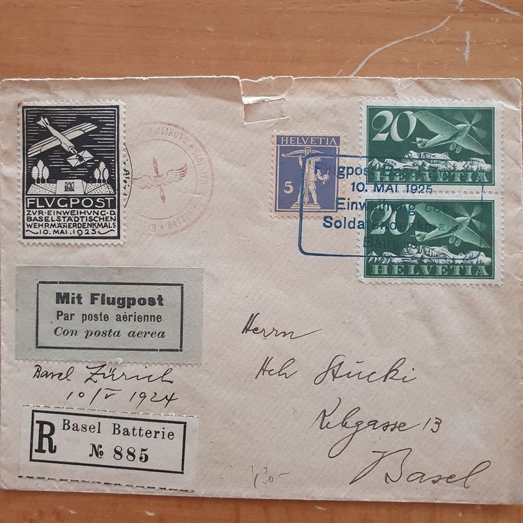 Schweizer Briefmarken Flugpost Batterie (Gebraucht) in für CHF 1 – mit ...