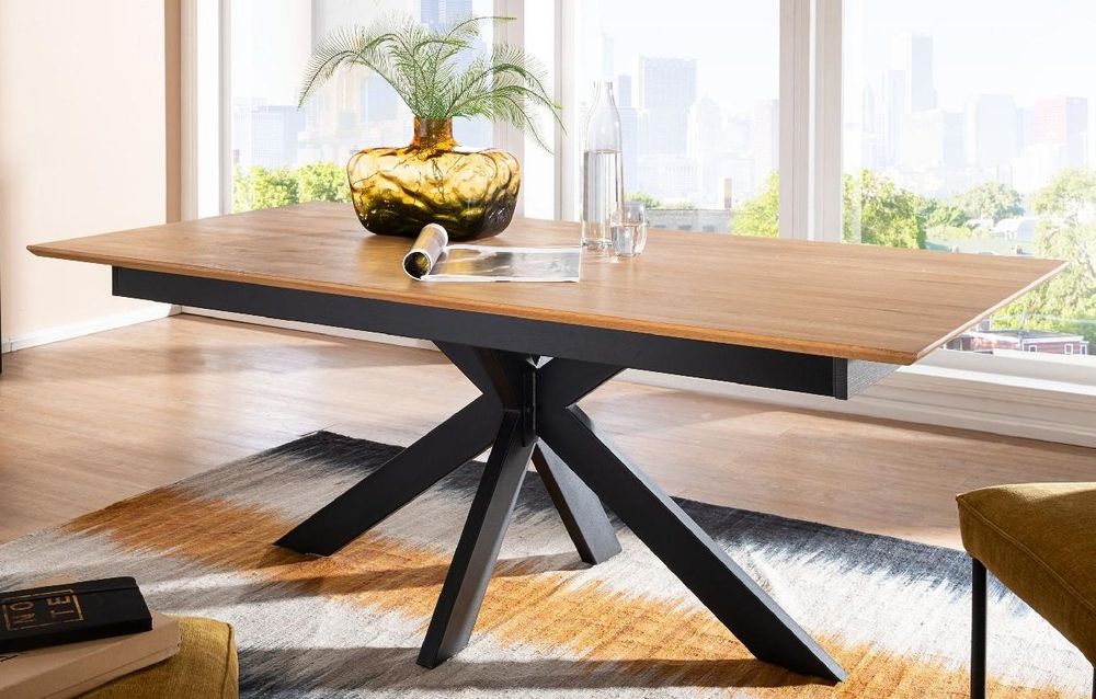 Tisch TI-0595 Wildeiche massiv, 180cm (mit Auszug 265cm) (Neu und ...