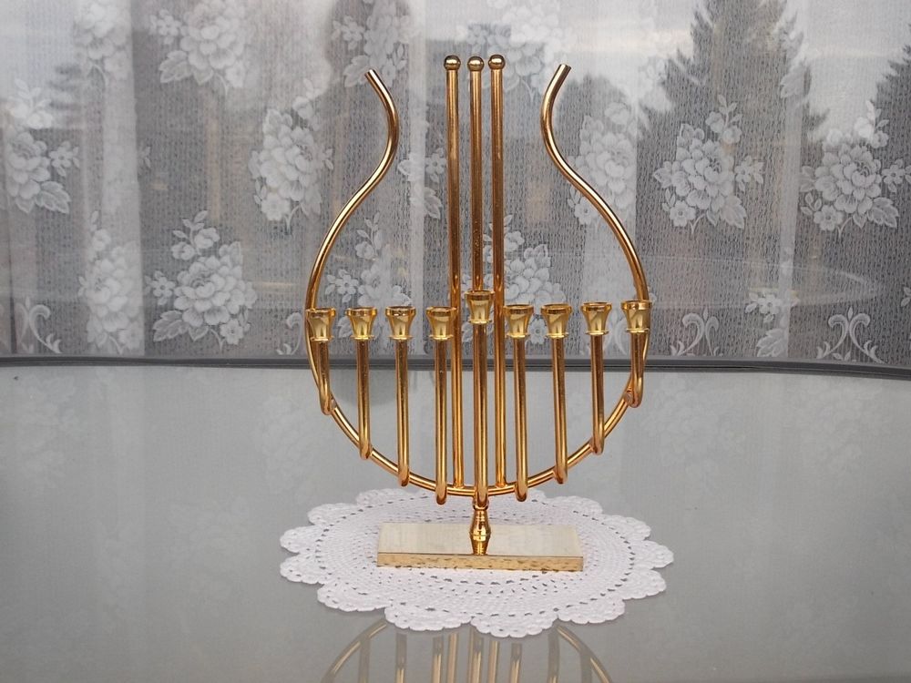 Jüdischer Wainberg *HANUKKA* Messing Leuchter 24K.Vergoldung (Gebraucht ...