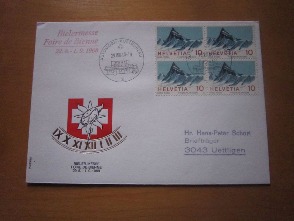 S2 Bielermesse 1968 Spezial Beleg AB NUR 20 RP (Gebraucht) in Giubiasco ...