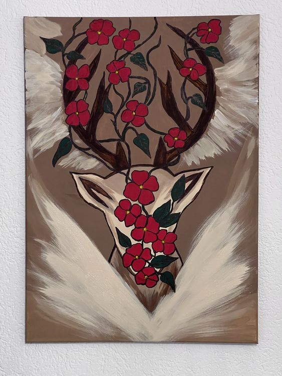 Hirsch Gemälde, Acryl, Leinwand, Unikat, Handgemalt (Neu (gemäss Beschreibung)) in Oberwangen TG ...