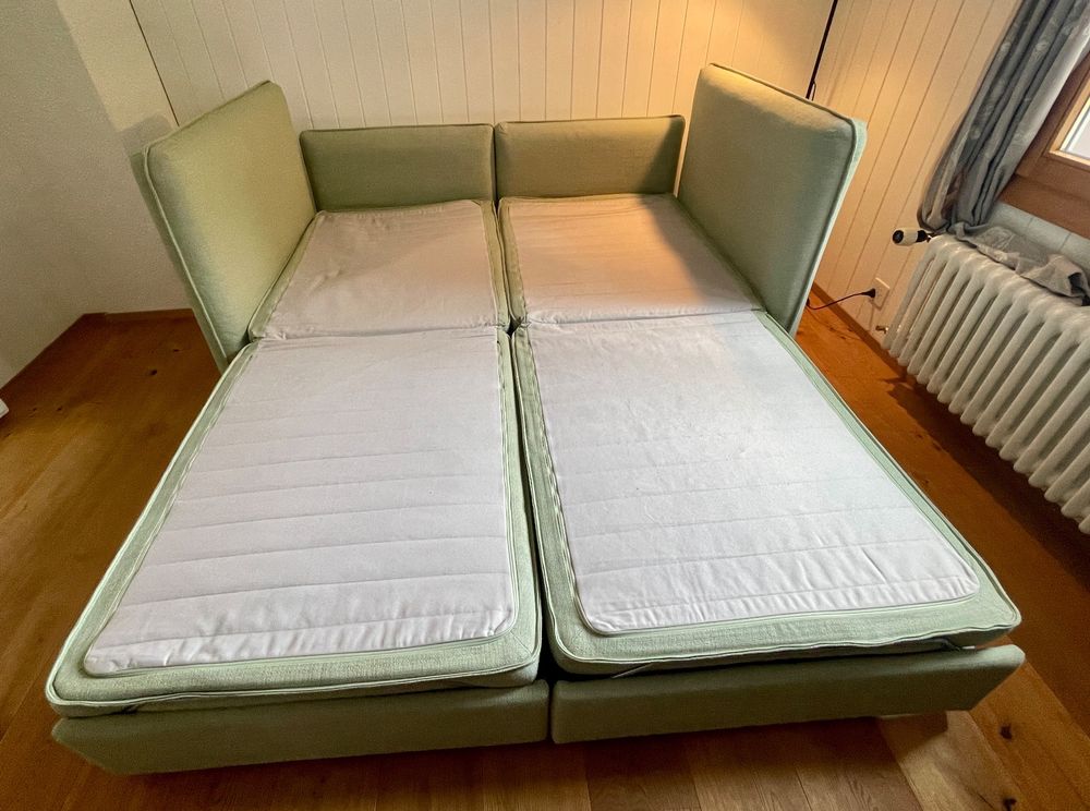 IKEA VALLENTUNA 2 SITZELEMENT & 2 BETTSOFAS – HILLARRED GRÜN (Gebraucht ...