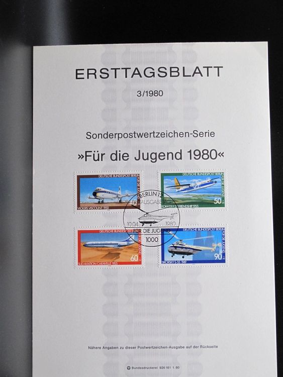 Berlin 1980 /03 Luftfahrt Ersttagesblatt (Gebraucht) in Wil SG für CHF 2 – mit Lieferung auf ...