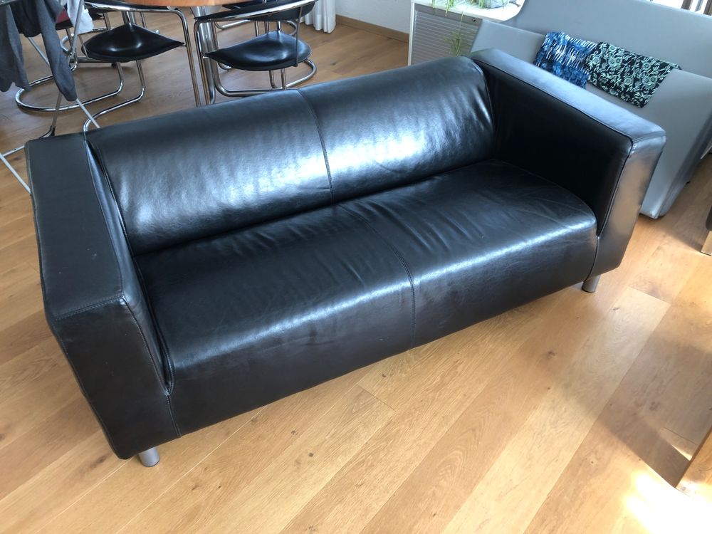 2er Sofa Klippan IKEA schwarz, echt Leder | Kaufen auf Ricardo