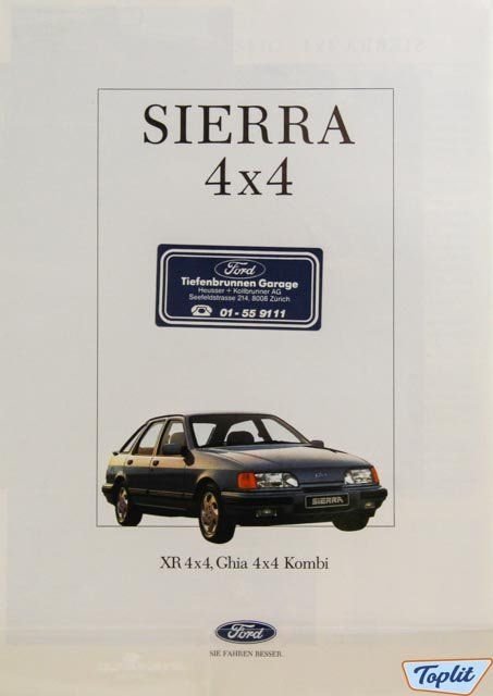 NEUWAGEN PROSPEKT FORD SIERRA XR4x4 / GHIA 4X4 KOMBI - 1988 (Gebraucht) in Unterägeri für CHF 5 ...