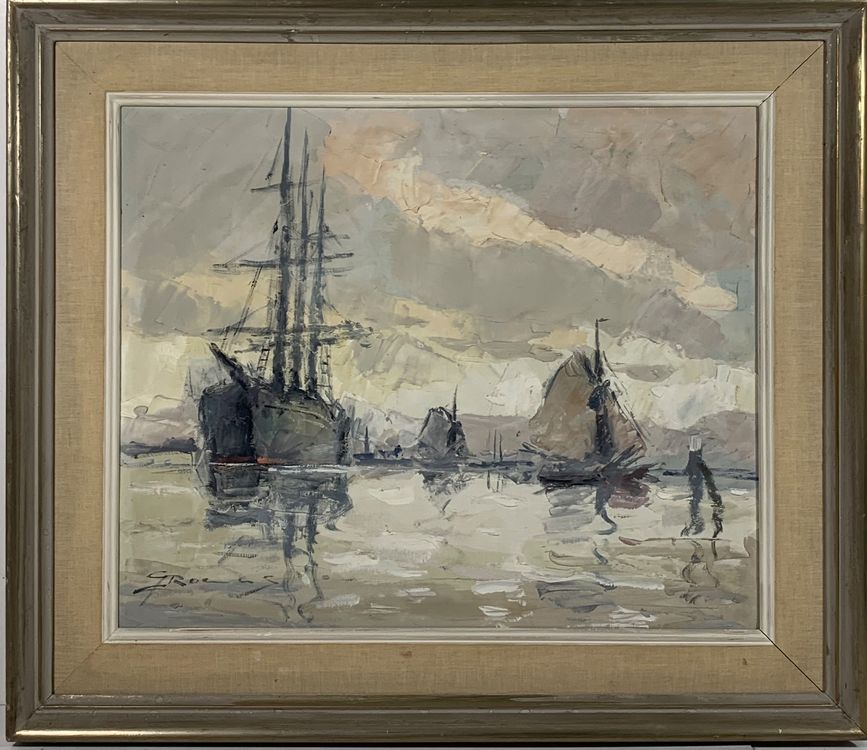 Hafenszene mit Schiffe Gemälde unleserlich Signiert (Gebraucht) in Root für CHF 90 – mit ...