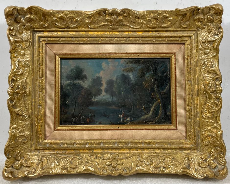 Antikes Gemälde mit einer Truppe auf Pferden am Flussufer (Gebraucht) in Root für CHF 305 – mit ...