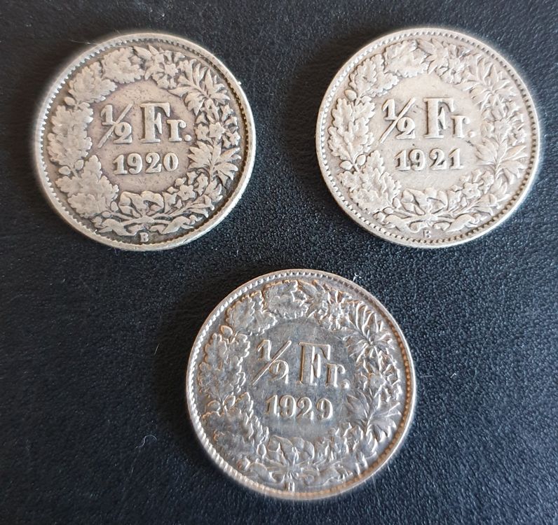 50 Rappen Silber Jahrgang 1920, 1921 und 1929 | Kaufen auf Ricardo