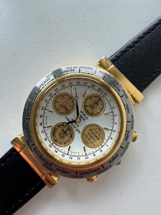 Pulsar World Time Chronograph, Herrenuhr, Vintage, läuft (Gebraucht) in ...
