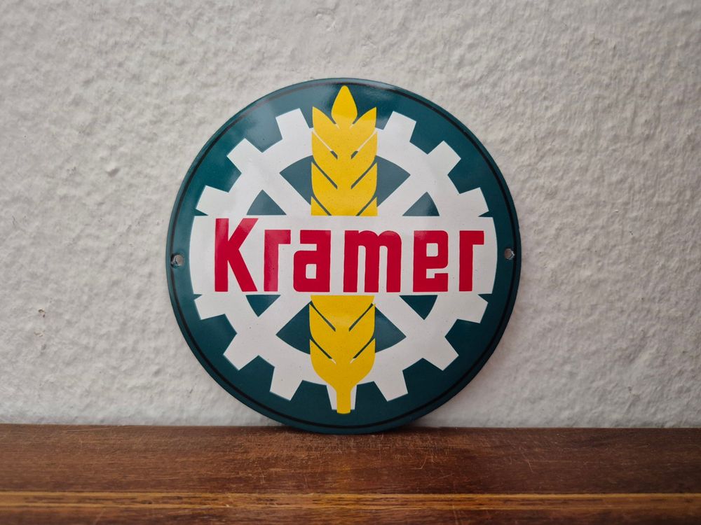 Emailschild Kramer Traktor Logo Emaille Schild Reklame Retro (Neu ...