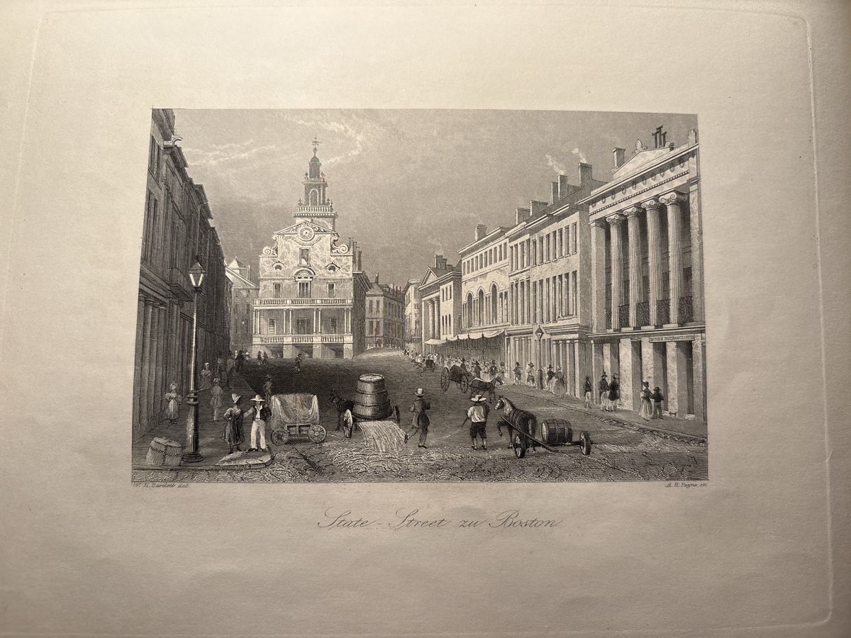 Antike Boston Lithografie, "State Street", Rarität 1863 (Gebraucht) in ...