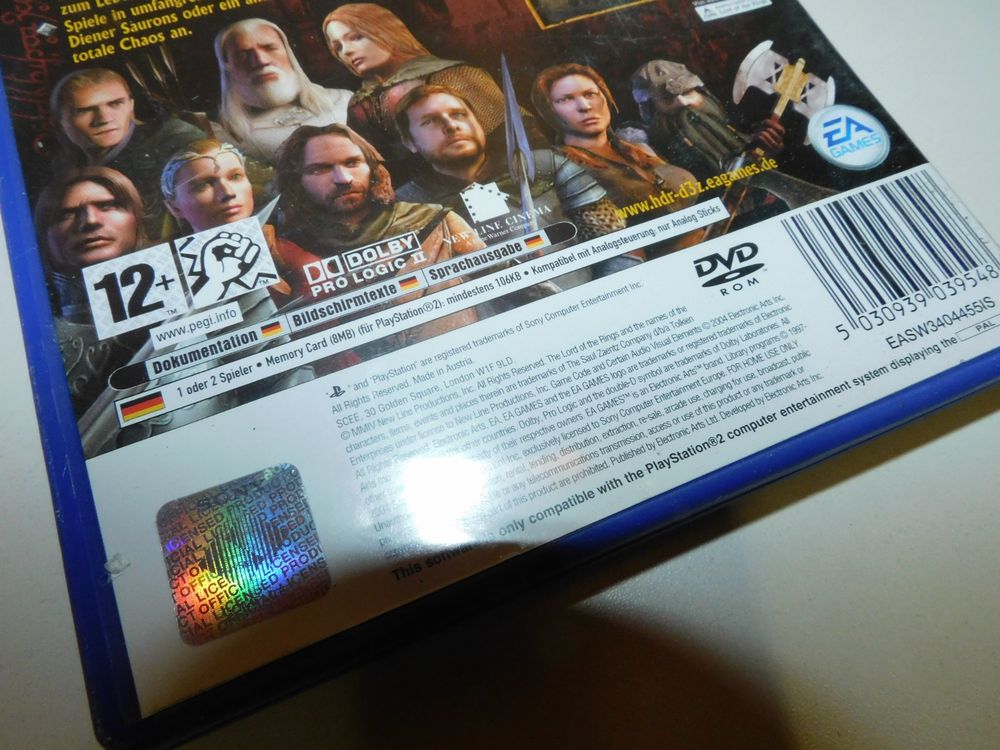 Play Station 2 PS2 Der Herr der Ringe das dritte Zeitalter (Gebraucht ...