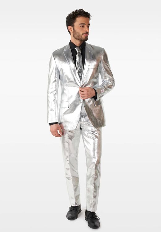 Men's Shiny Silver Suit (Jacket & Pants ) (Neu (gemäss Beschreibung ...