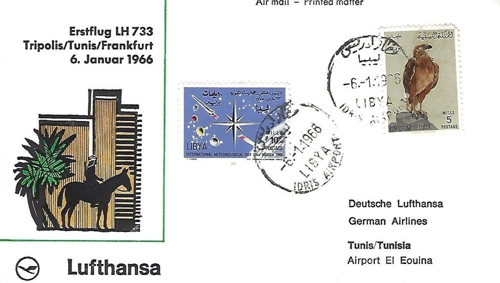 Lufthansa Erstflug LH733 Tripolis 1966 gelaufen Rare (Gebraucht) in ...