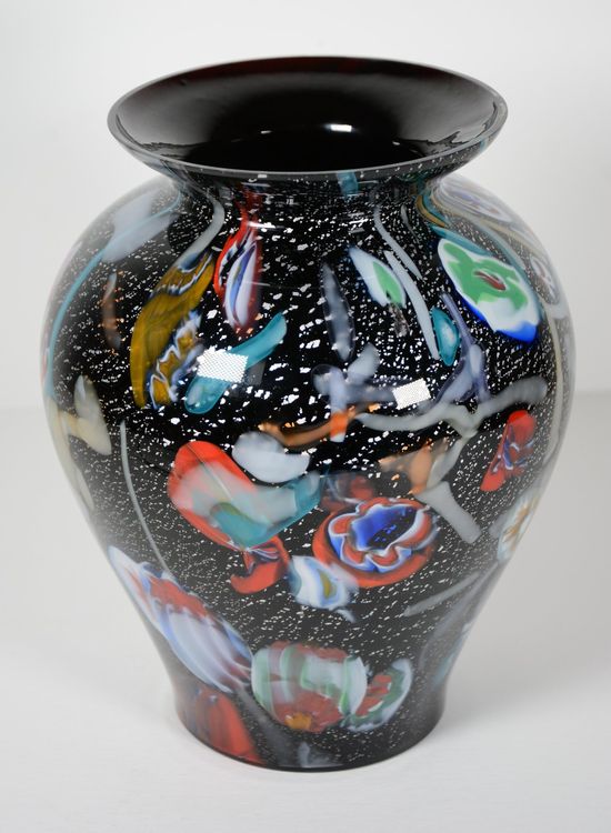 Murano Art Glass - Vase Nero Argento avec Murines (Gebraucht) in ...