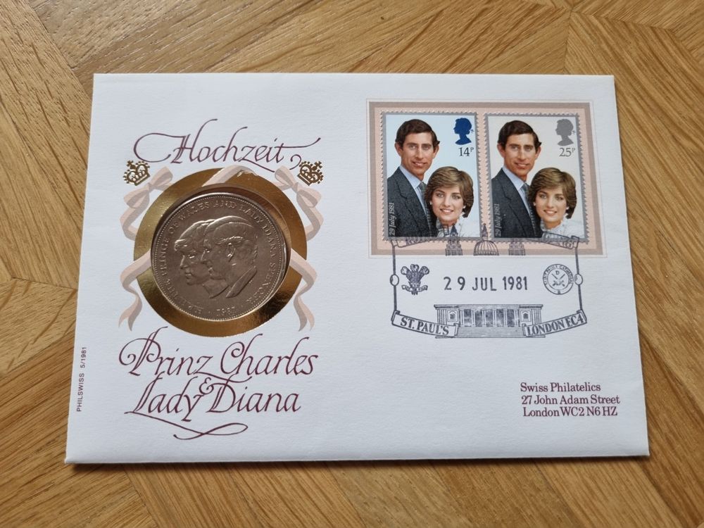 Münzbrief Hochzeit Prinz Charles + Lady Diana 1981 (Gebraucht) in Mels ...