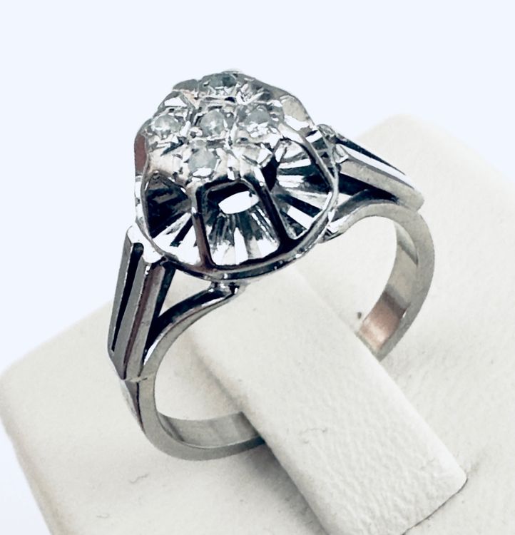 750 Weiß Gold Ring mit 5 Brillanten | Kaufen auf Ricardo