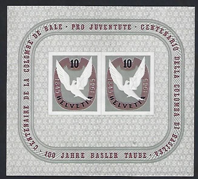 Bloc W23 100 ans de la Colombe de Bâle 1943, Neuf * (Neu (gemäss ...