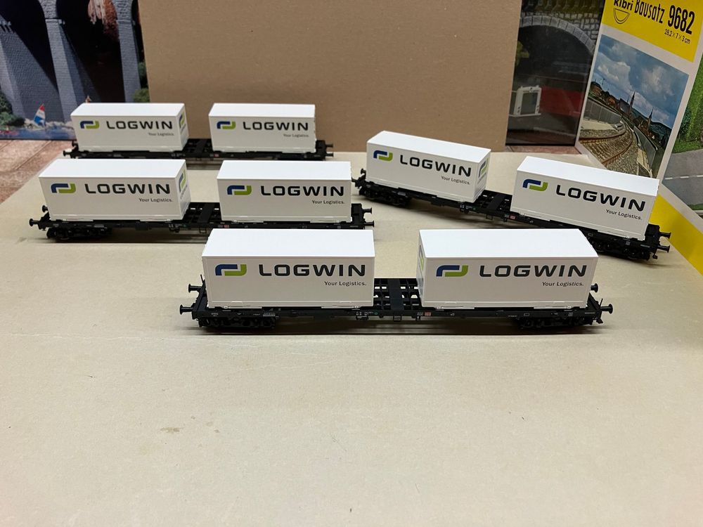 Roco 4x66583 Containertragwagen Sgs der DB "LOGWIN", H0 GS (Neu (gemäss Beschreibung)) in ...