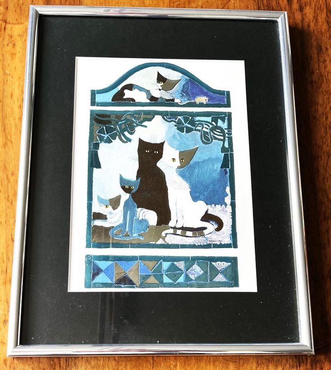Bild Rosina Wachtmeister Katzenfamilie gerahmt, hinter Glas | Kaufen auf Ricardo