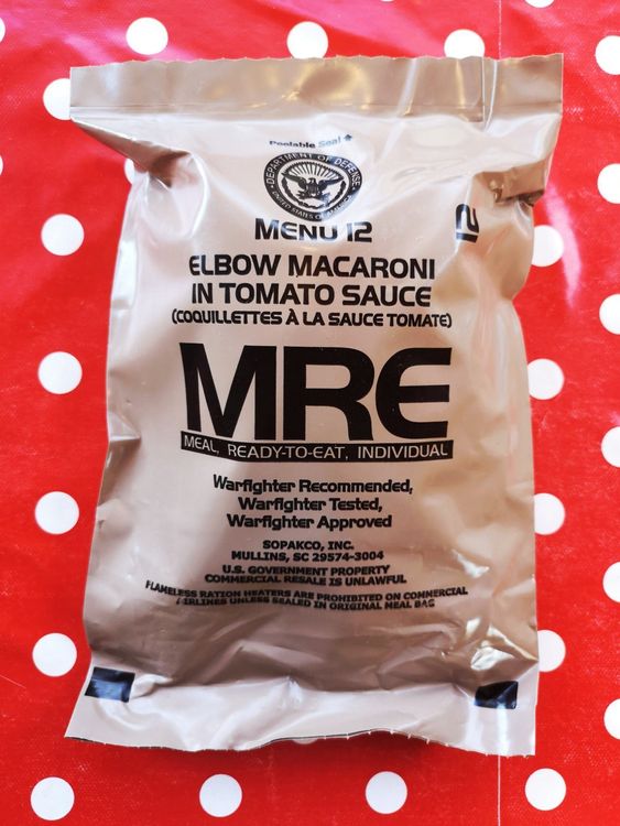 US Army MRE Menü 12 Elbow Macaroni (Neu und originalverpackt) in ...