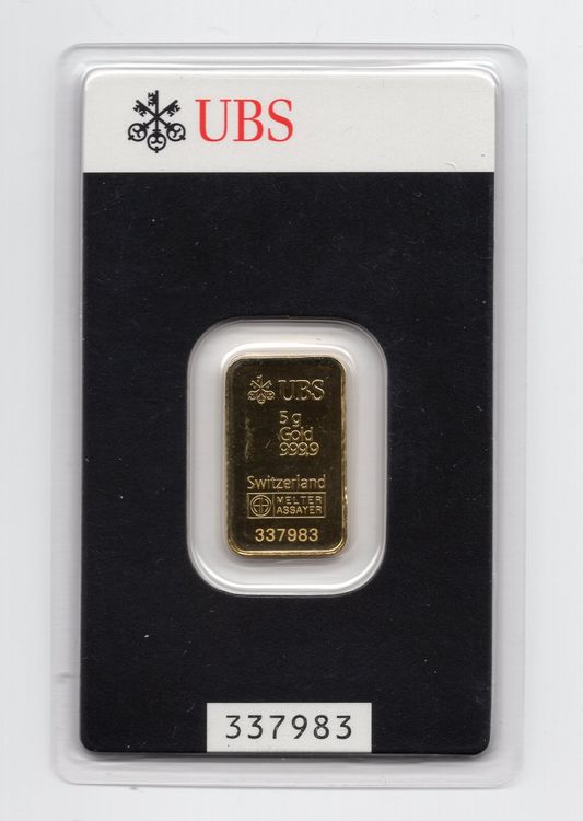 (32) 5 g Goldbarren UBS (Gebraucht) in Rüthi (Rheintal) für CHF 500 – mit Lieferung auf Ricardo ...