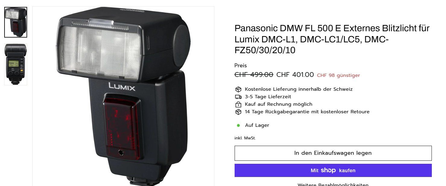 Flash Panasonic DMW-FL500 lumix s5, s5ii, s1ii, gh7, g9ii (Gebraucht ...