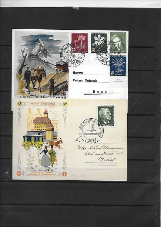 TB Karten 1946 + 1947 PJ Frank.teils mit Tab Kat: CHF 103.- | Kaufen auf Ricardo