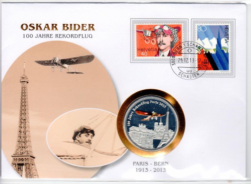 Münzbrief, Oskar Bider 100 Jahre Rekordflug 2013 (Gebraucht) in für CHF ...