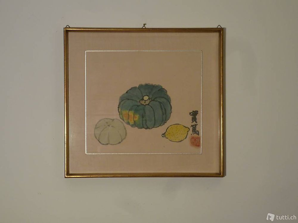 Japanisches Aquarell - Kürbis mit Zitrone - Mushanokoji (Gebraucht) in Gersau für CHF 500 – mit ...