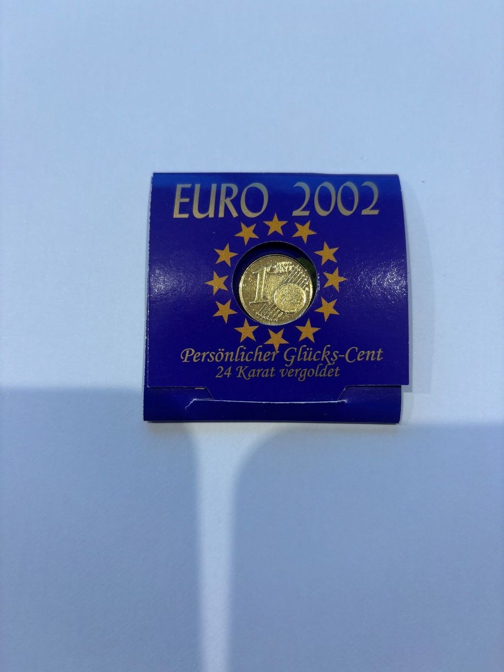 Goldener Glücks-Cent 🍀 Euro 2002, 24 Karat vergoldet! (Neu und ...