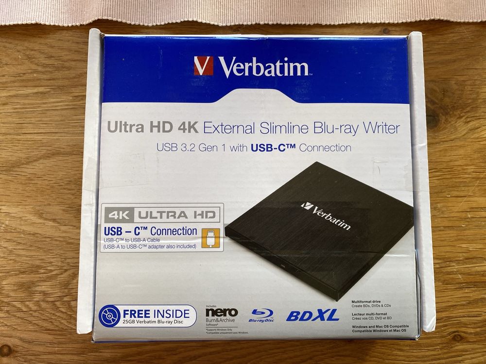 Verbatim Ultra HD 4K External Slimline Blu-Ray Writer | Kaufen auf Ricardo