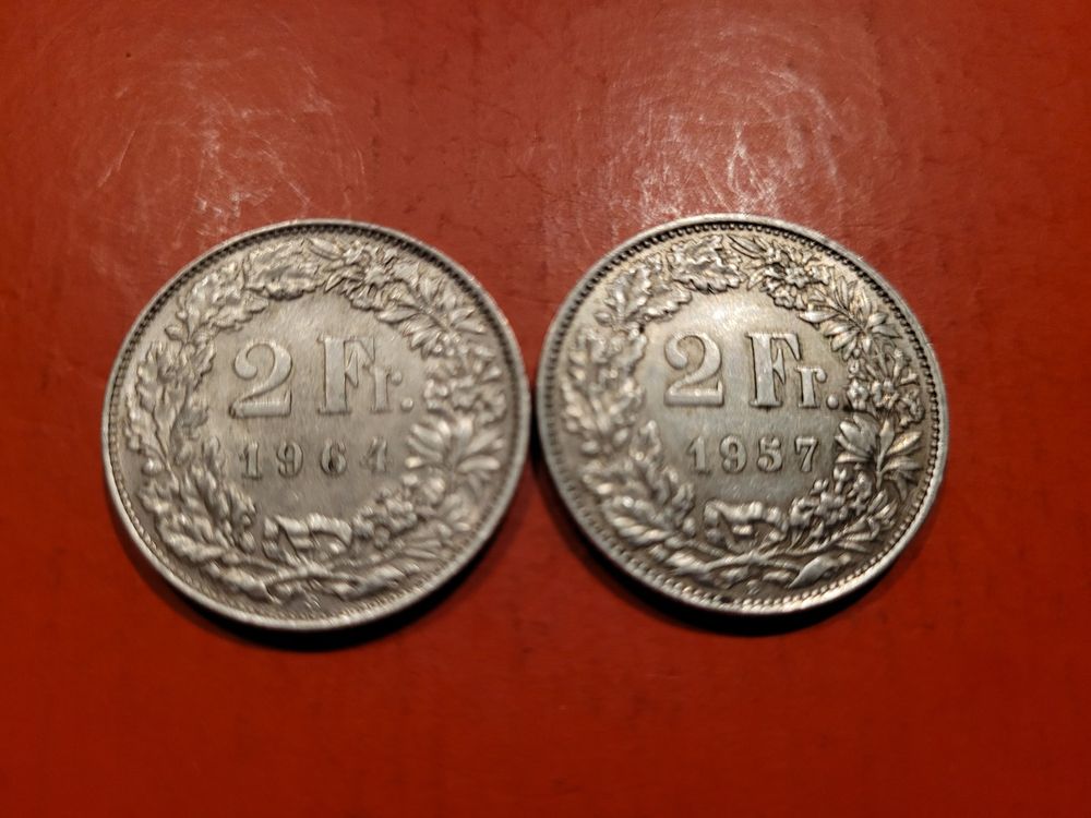2 x 2 Franken 1957 und 1964 (Gebraucht) in Neuenkirch für CHF 10.2 – mit Lieferung auf Ricardo ...