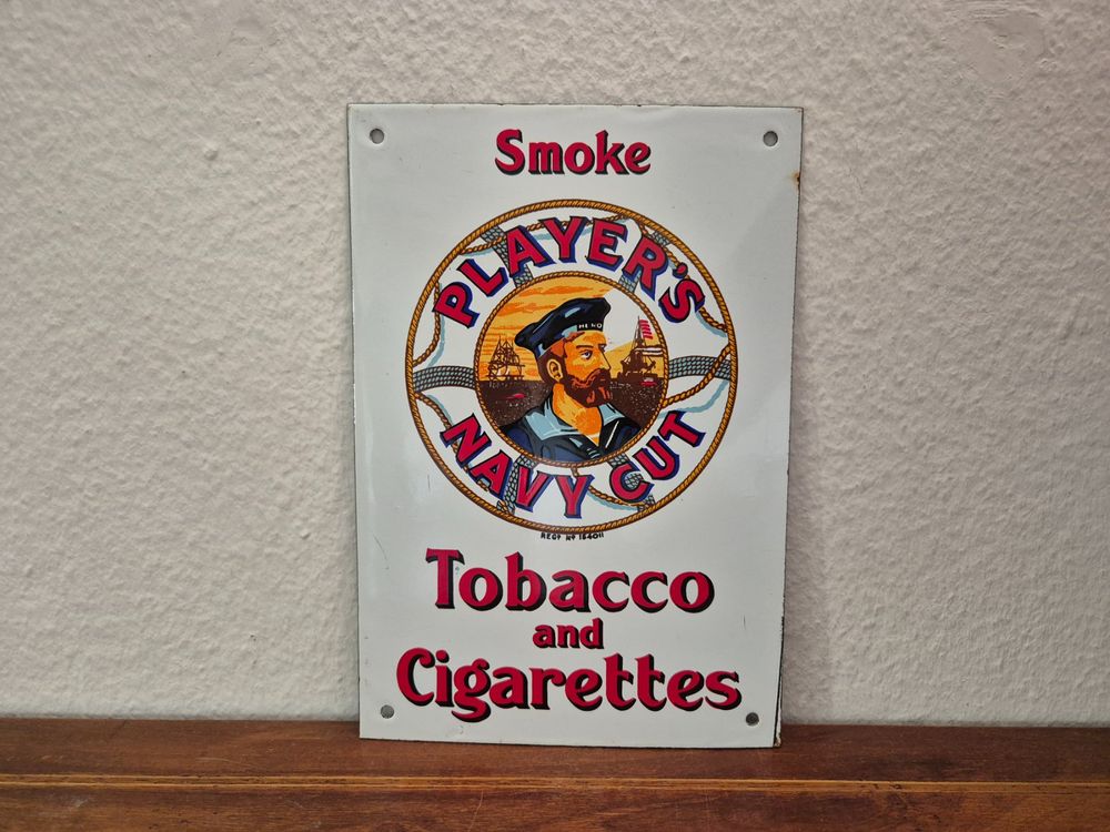 Emailschild Navy Cut Tobacco Cigarettes Logo Emaille Schild (Gebraucht ...