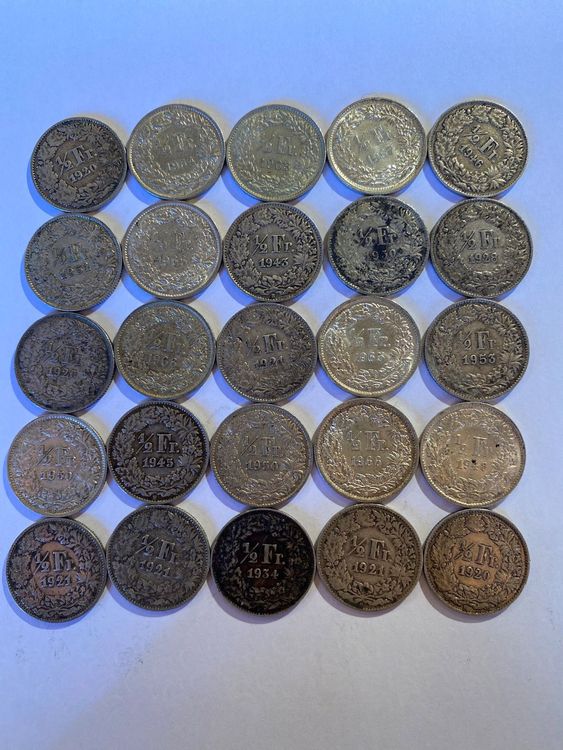 25 Stk 50 Rp Div Jahre Silber (001) (Gebraucht) in Ballwil für CHF 37 – mit Lieferung auf ...