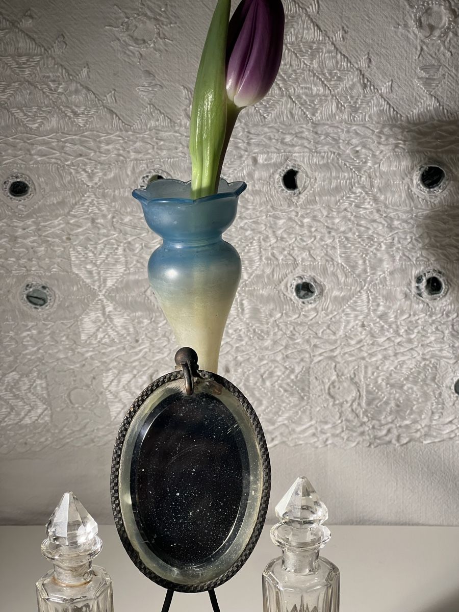 Rare présentoir de parfum Napoléon III miroir baguier flacon (D ...