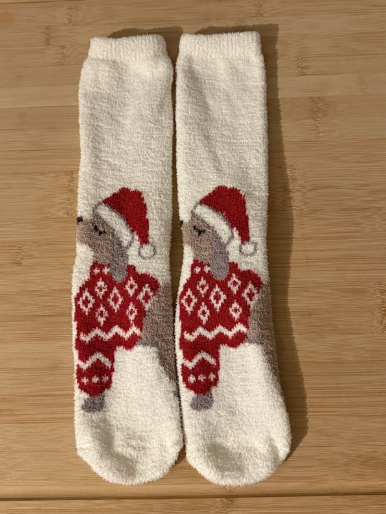 Flauschige Wintersocken mit Hunde Motiv - Neu & Warm! (Neu (gemäss ...