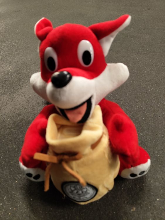 Sparfuchs Topsy aus Plüsch mit Geldsack und Schlüssel UBS (Gebraucht ...