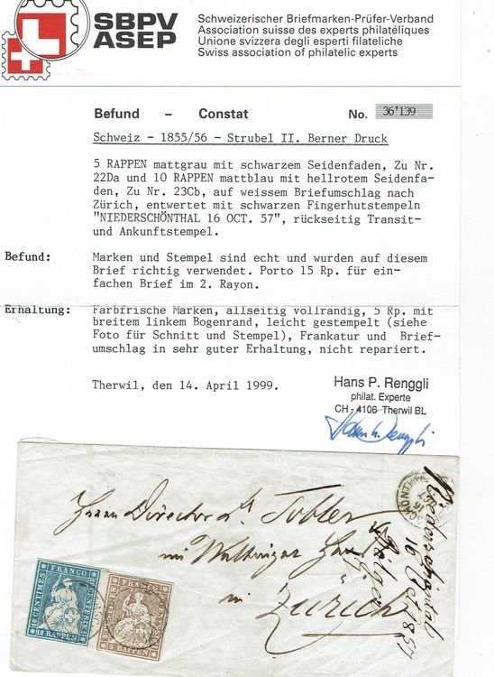 STRUBEL 15RP(23Cb+22Da/B3.ii+B3.III)>ZUERICH BEFUND | Kaufen auf Ricardo