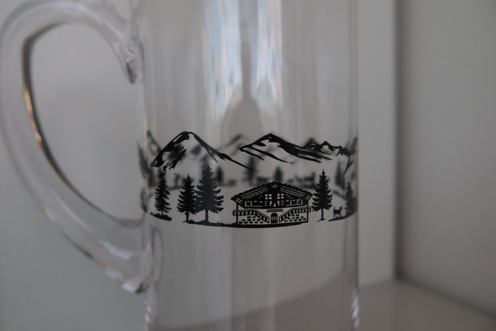 Grosser Glaskrug mit CH Folklore-Motiv Deko - NEU (Neu und ...